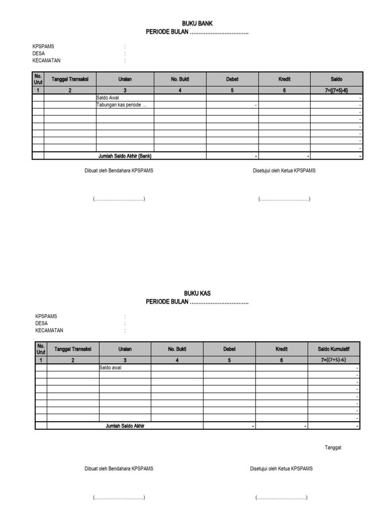 Format Pembukuan KPSPAMS | PDF