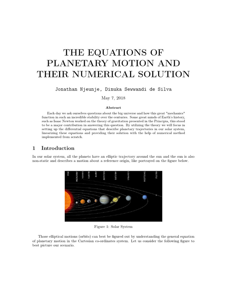 Equations Planetary Motion | PDF | Orbit | Trajectory