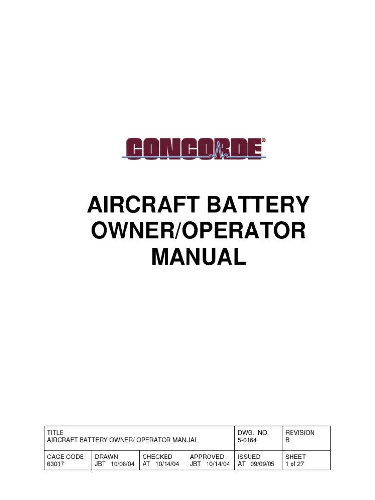 Manual Concorde Battery | PDF