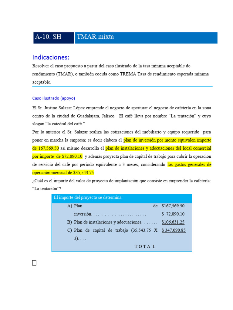 A - 10. Calculo de La Tmar Mixta | PDF | Sector privado | Dinero