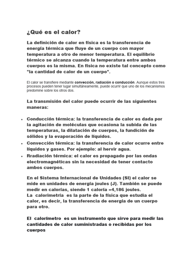 Calor y Temperatura | PDF