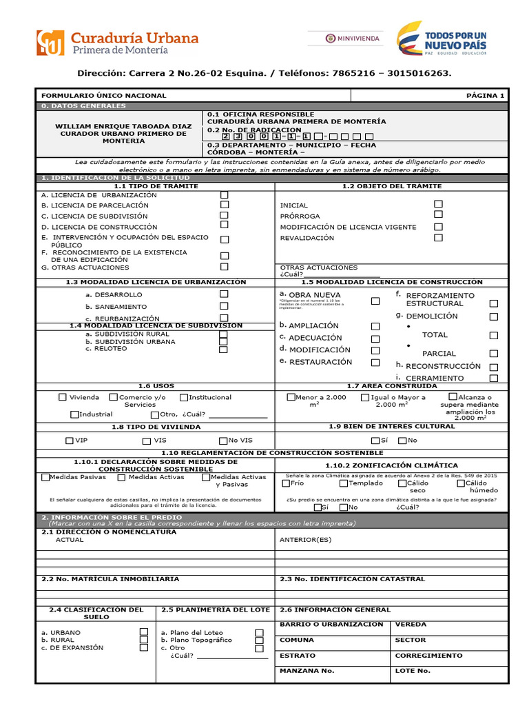 Formulario Unico Nacional Completo Ultimos Datos | PDF | edificio | Arquitecto