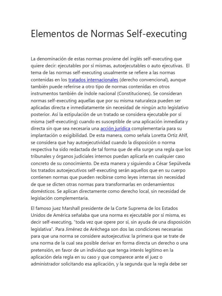 Normas Self-executing: Definición y Aplicación | PDF | Monismo | Caso ...