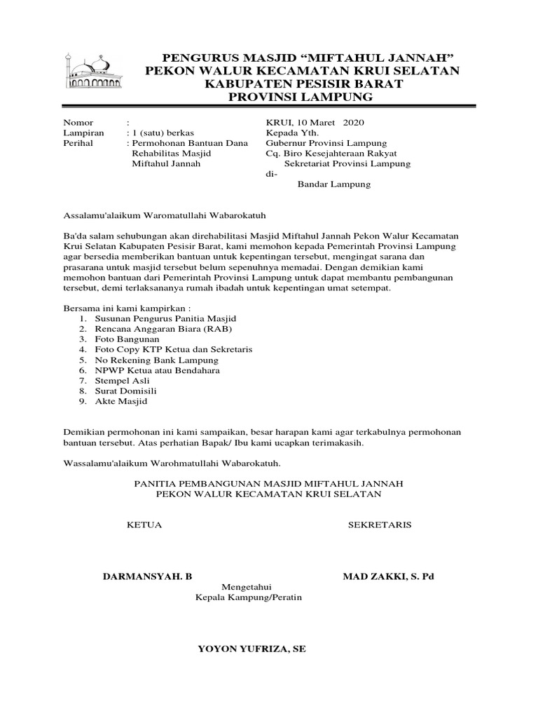 CONTOH PERMOHONAN PROPOSAL | PDF