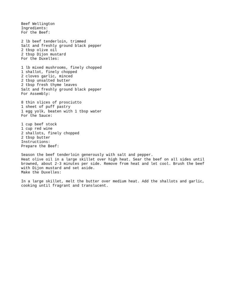 Beef Wellington Recipe Guide | PDF