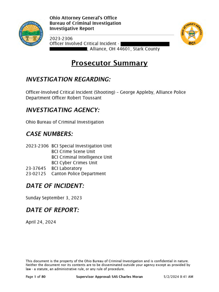 Ohio BCI prosecutor summary on George Appleby | Download Free PDF ...