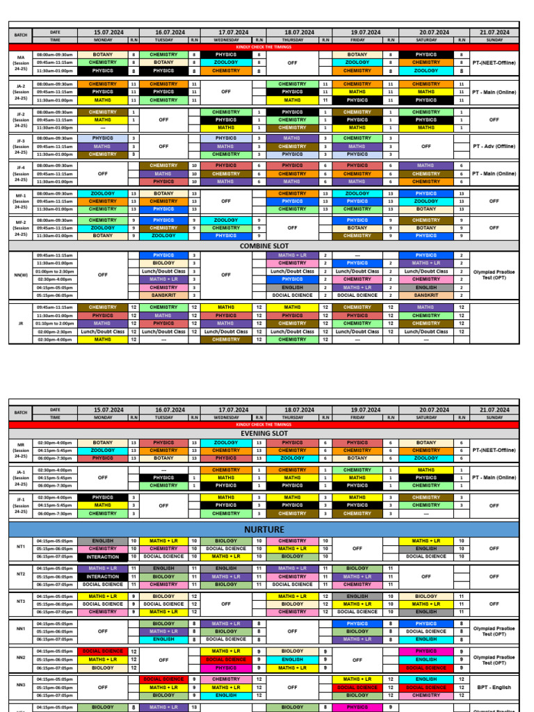 Time Table Format - 15072024 | PDF | Physical Sciences | Natural Sciences