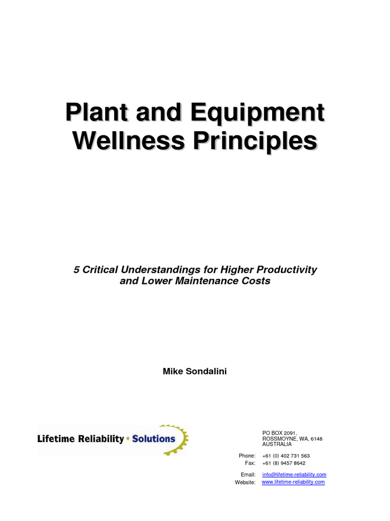 Plant and Equipment Wellness Book | PDF | Reliability Engineering ...