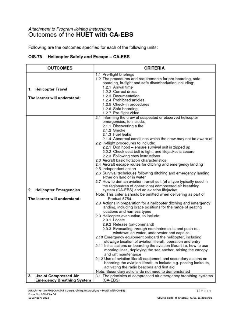 108-15 Joining Instructions (Outcomes) - HUET with CA-EBS - as of 01.11 ...