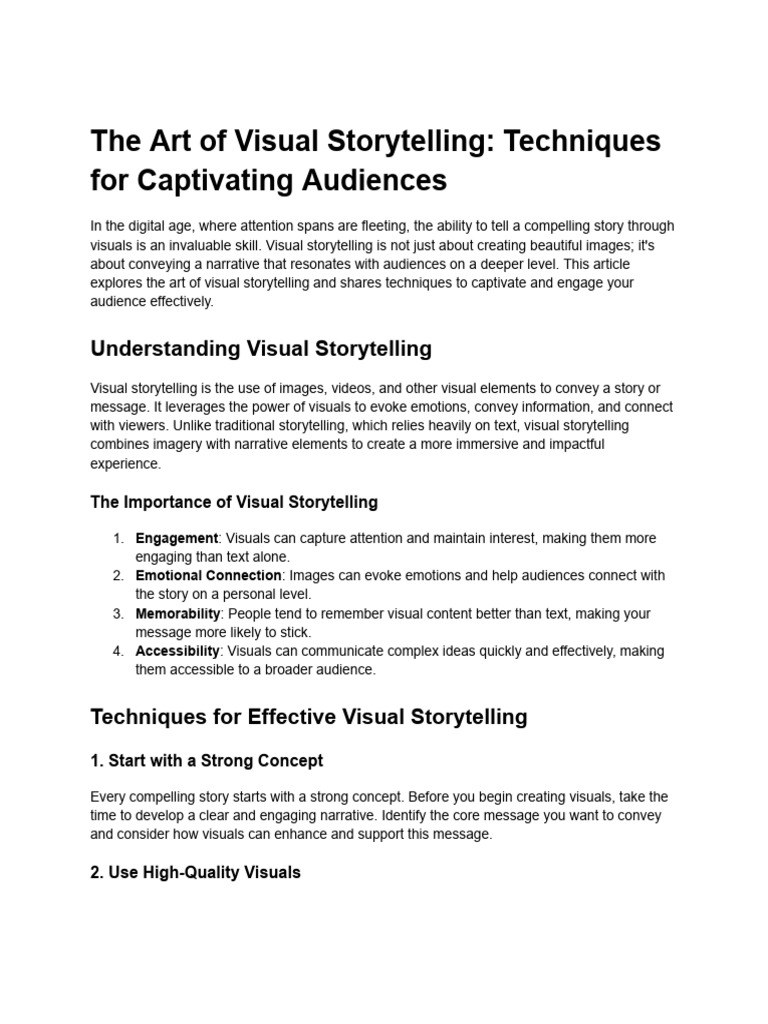 The Art of Visual Storytelling: Techniques For Captivating Audiences ...