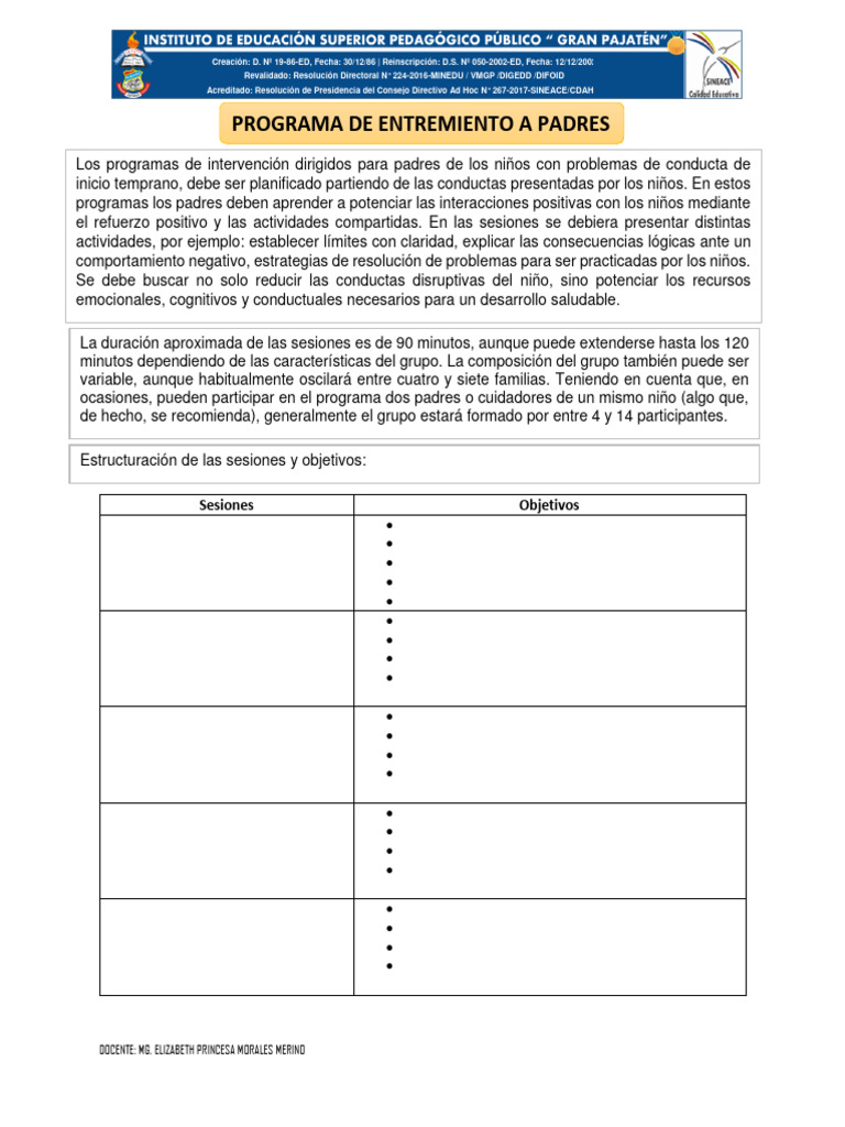 Entrenamiento Parental para Conducta Infantil | PDF | Comportamiento ...