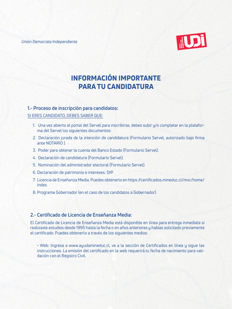 Información Importante para Tu Candidatura | PDF | Documento de identidad