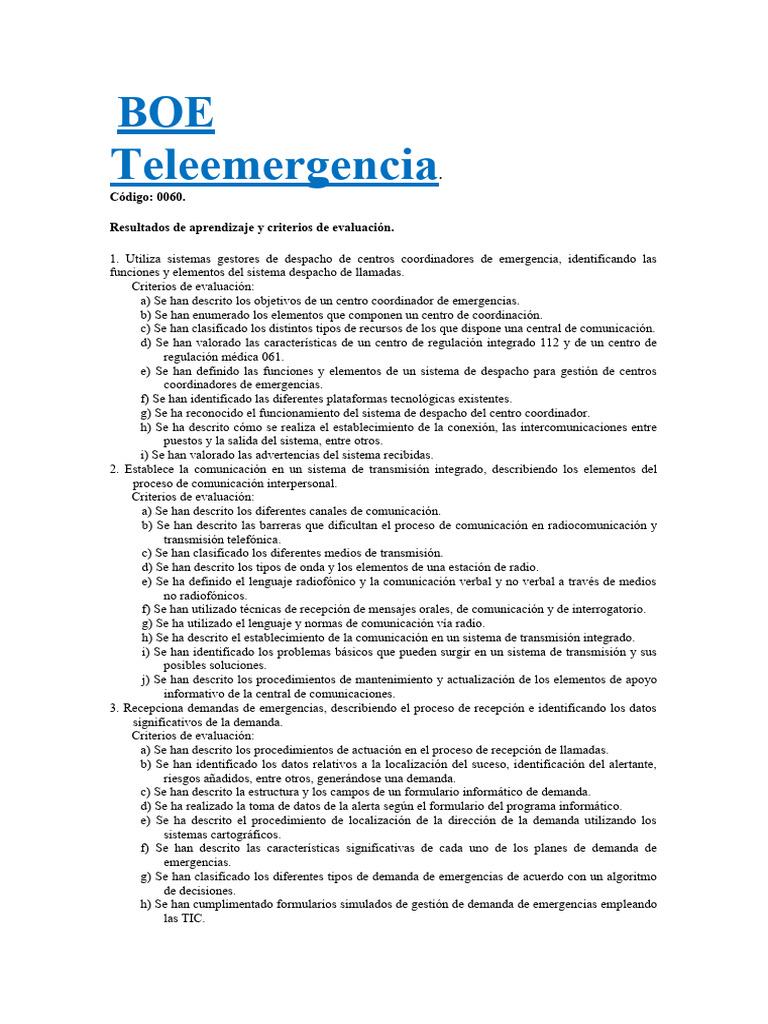 RD TES BOE-A - 2023-10393 Teleemergencias | PDF | Comunicación | Evaluación