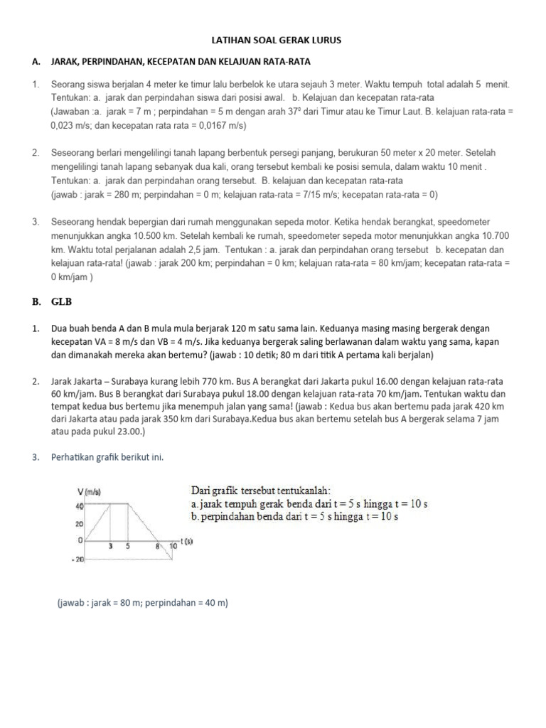 Latihan Soal Gerak Lurus dan Vertikal | PDF