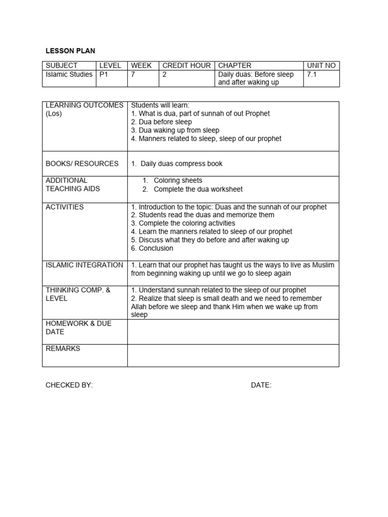Week 7 Term 1 - Lesson Plan | PDF | Abrahamic Religions | Sharia