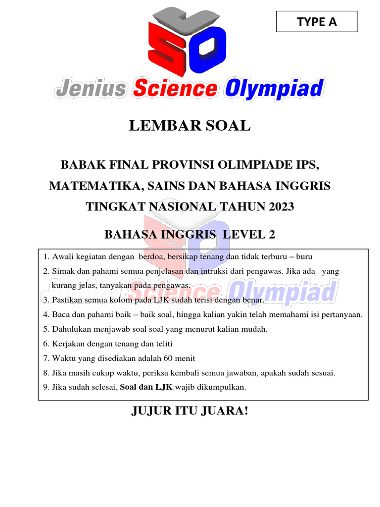 Bahasa Inggris Level 2 (Type A) | PDF