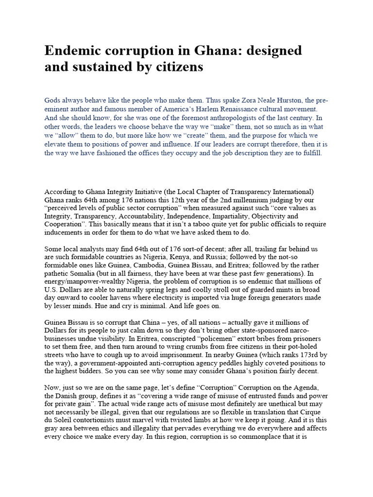 Endemic Corruption in Ghana | PDF | Political Corruption | Corruption