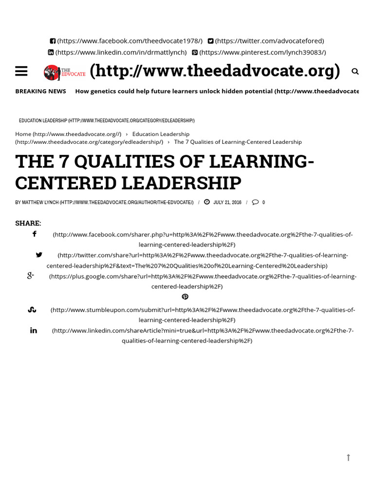 7 Key Traits of Learning-Centered Leadership | PDF | Leadership ...
