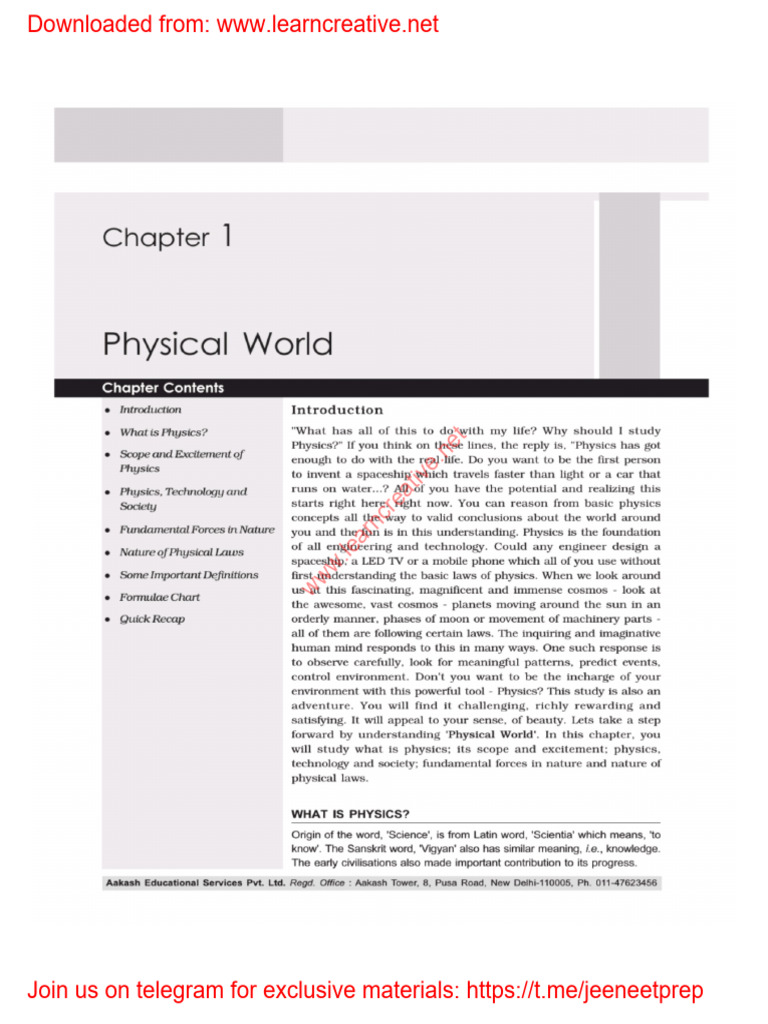 Aakash Physics Study Package 1 | PDF