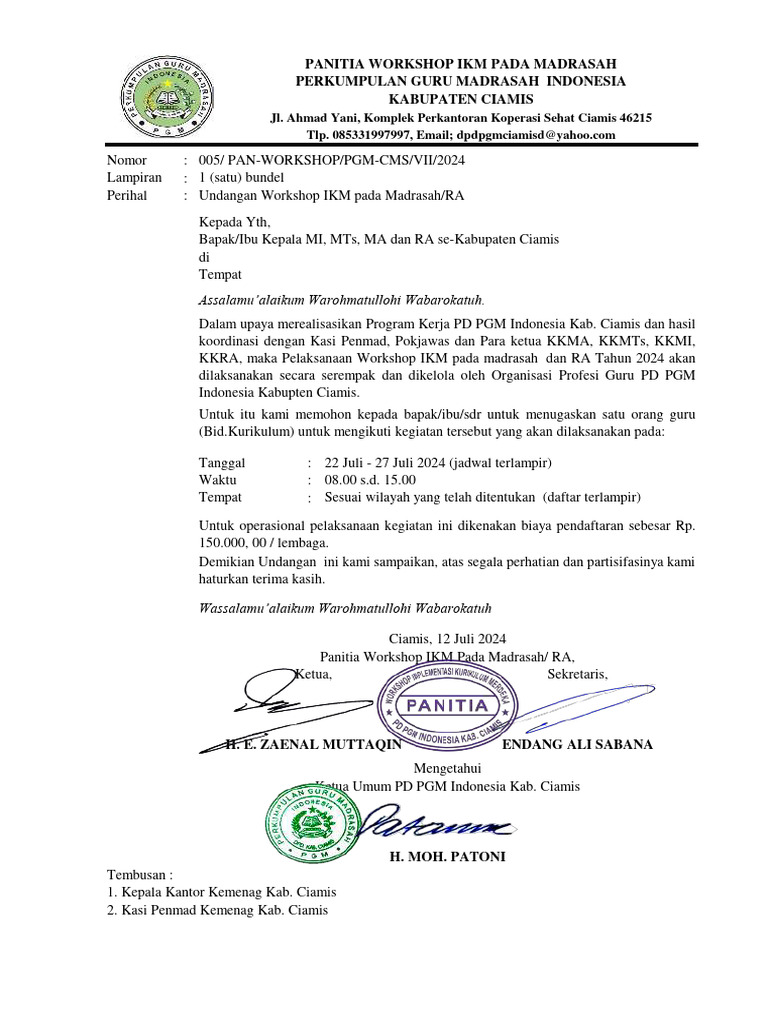 SURAT UNDANGAN WORKSHOP IKM TAHUN 2024 | PDF