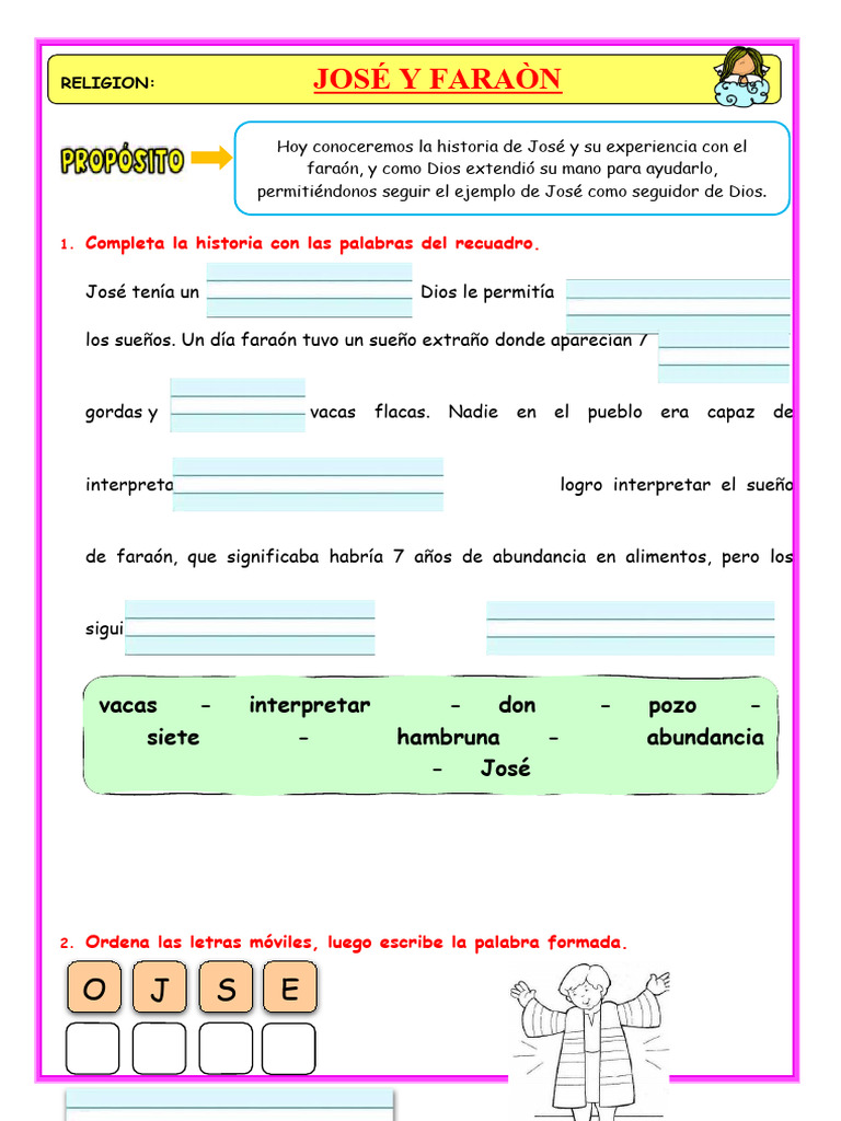 Ficha Religion Jose Y El Faraon Pdf