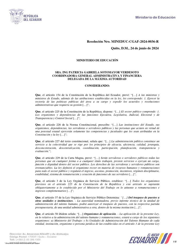 Mineduc Cgaf 2024 0036 R | PDF | Gobierno | Ciencias Políticas
