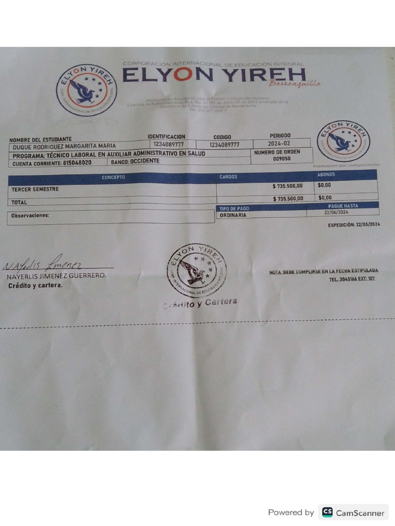 Certificado de Matrícula 3er | PDF