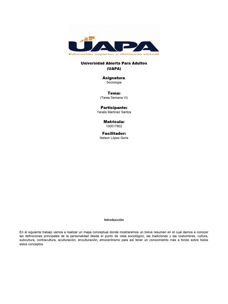 Tarea VI | PDF | Tradiciones | Ciencias del comportamiento