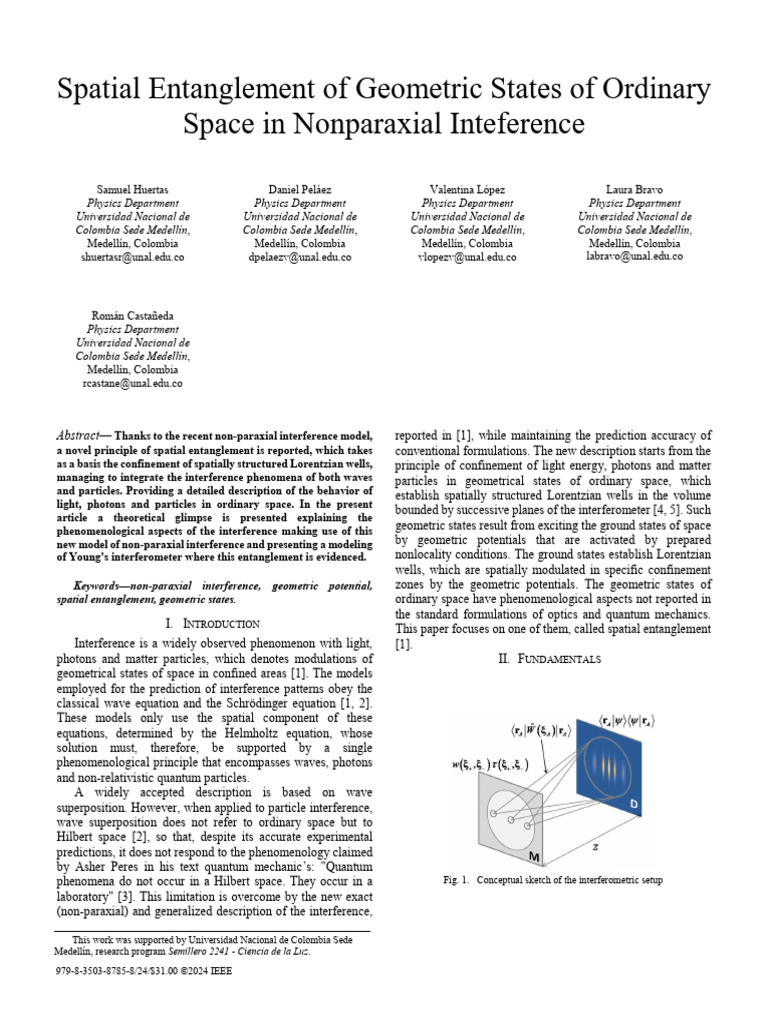 Spatial Entanglement of Geometric States of Ordinary Space in ...