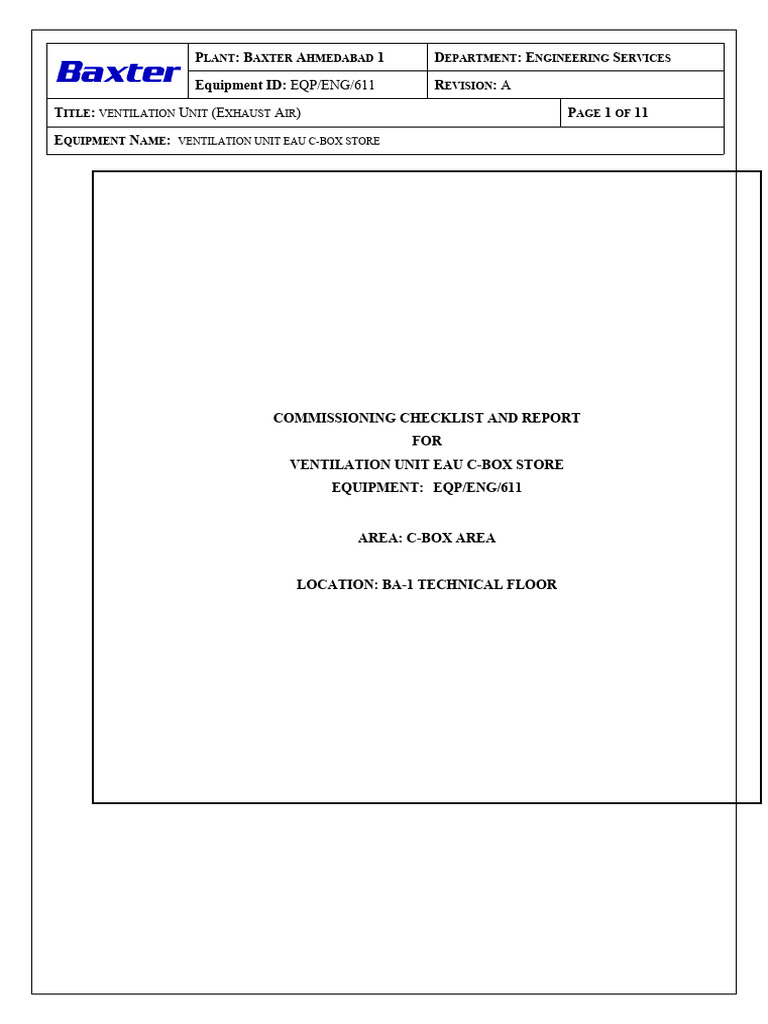 Commissioning Report Exhaust Air Unit | PDF | Duct (Flow) | Ventilation ...
