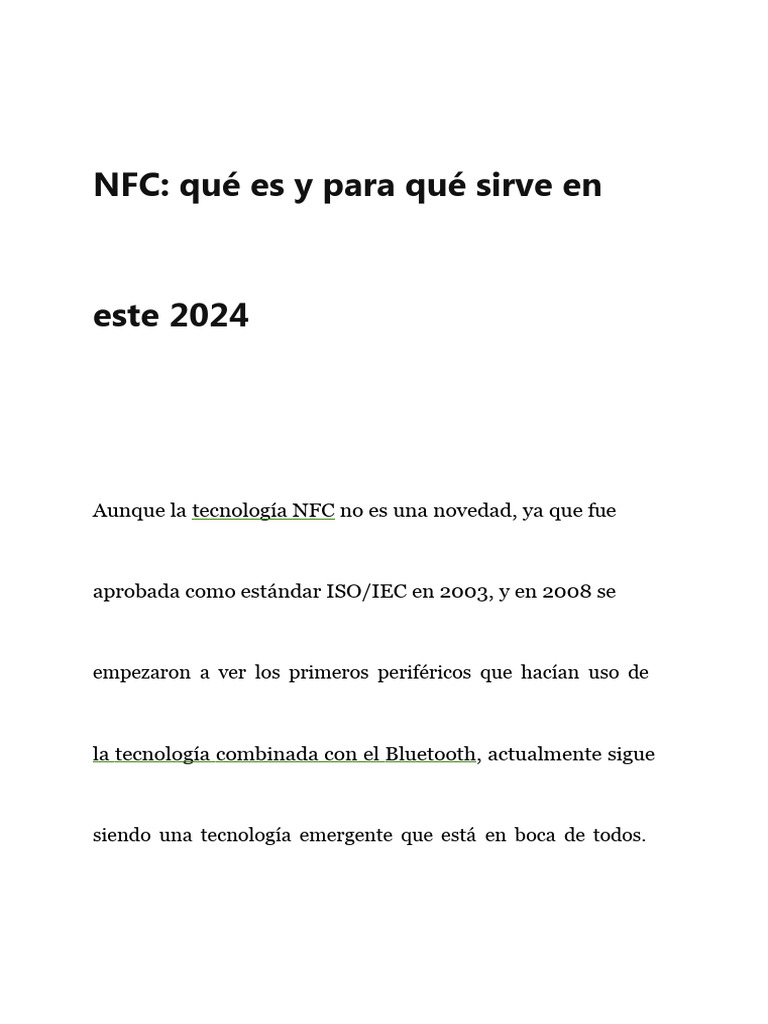 NFC Qué Es y Para Qué Sirve 123 4(1) | Descargar gratis PDF | Smartphone | Android (sistema ...