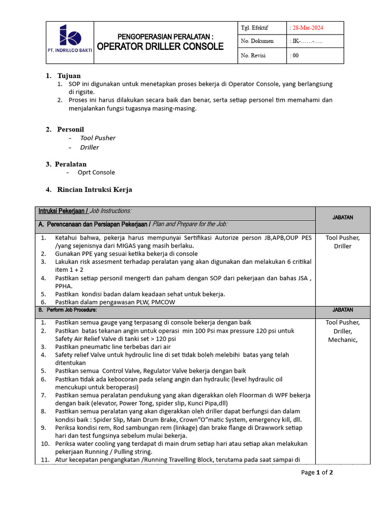 Operator Driller Console | PDF