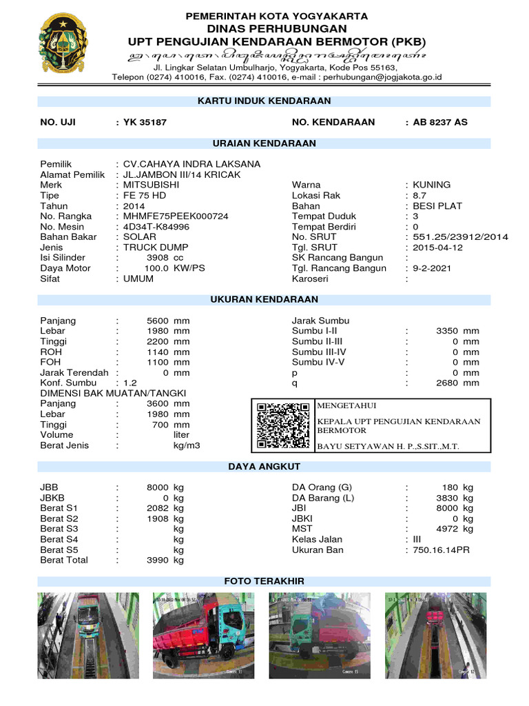 Contoh Kartu Induk Kendaraan BPKB | PDF