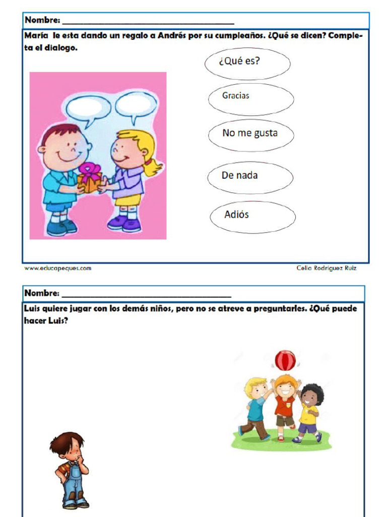 FICHAS HABILIDADES SOCIALES PARA NIÑOS... | PDF