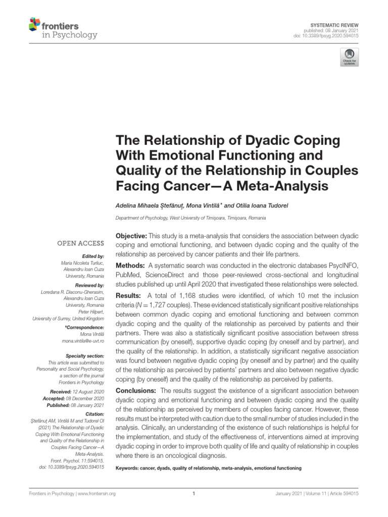 The Relationship of Dyadic Coping With Emotional Functioning and ...