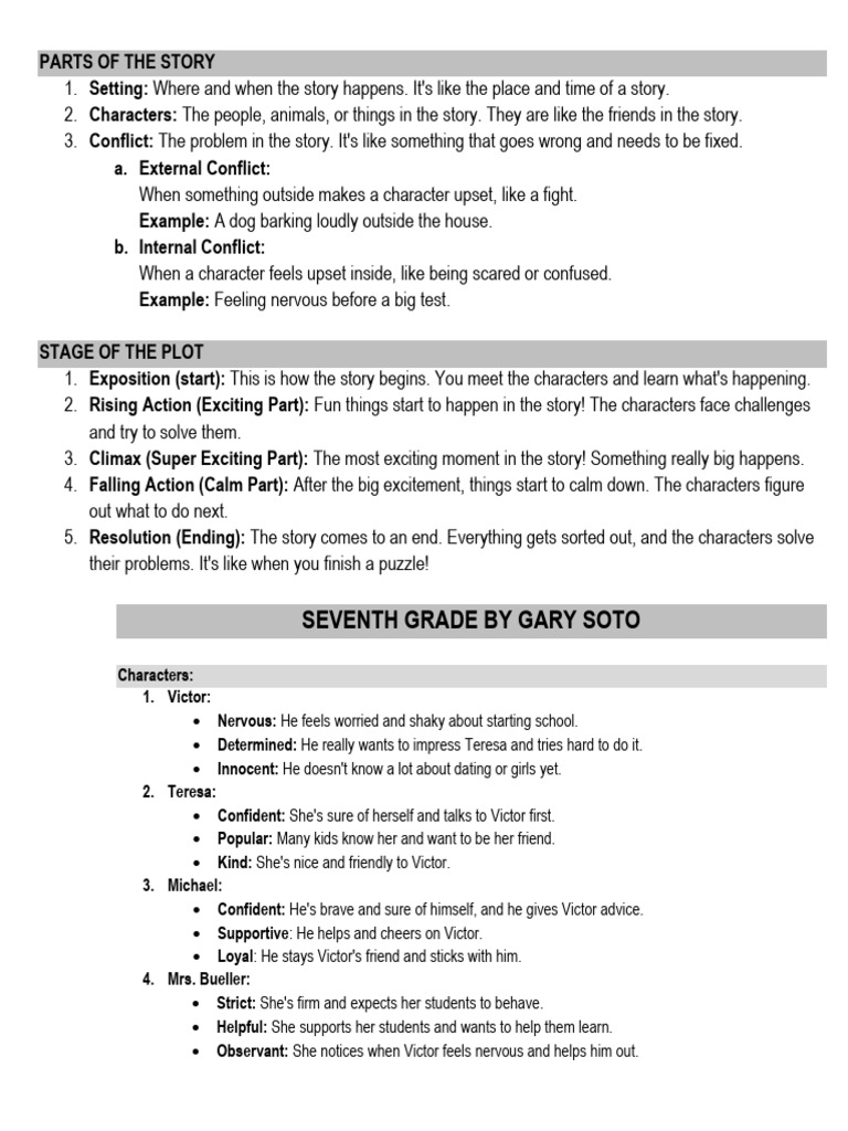 seventh grade by gary soto | PDF