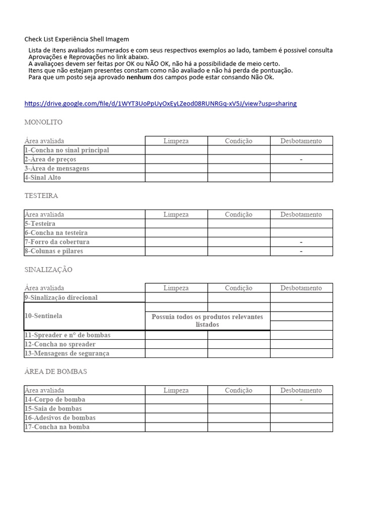 CheckList (Experiência Shell Imagem) | PDF