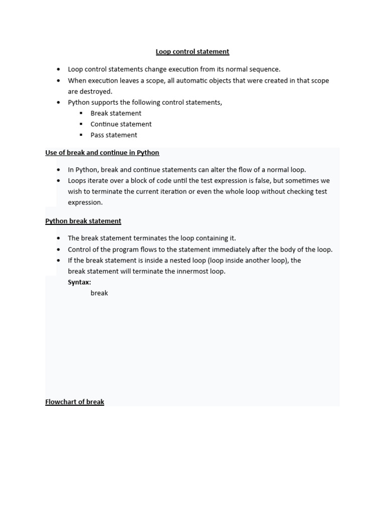 I-NOTES (Loop Control Statement) | PDF | Control Flow | Computer Science