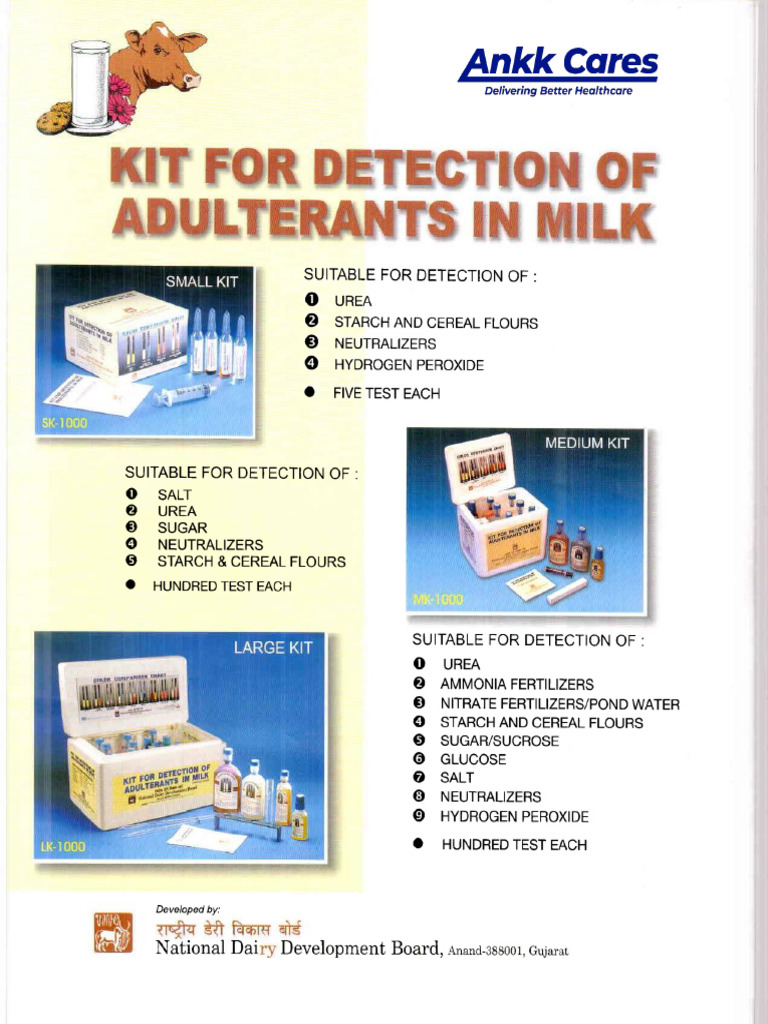 NDDB Milk Adulteration Kit - Ankk Cares | PDF