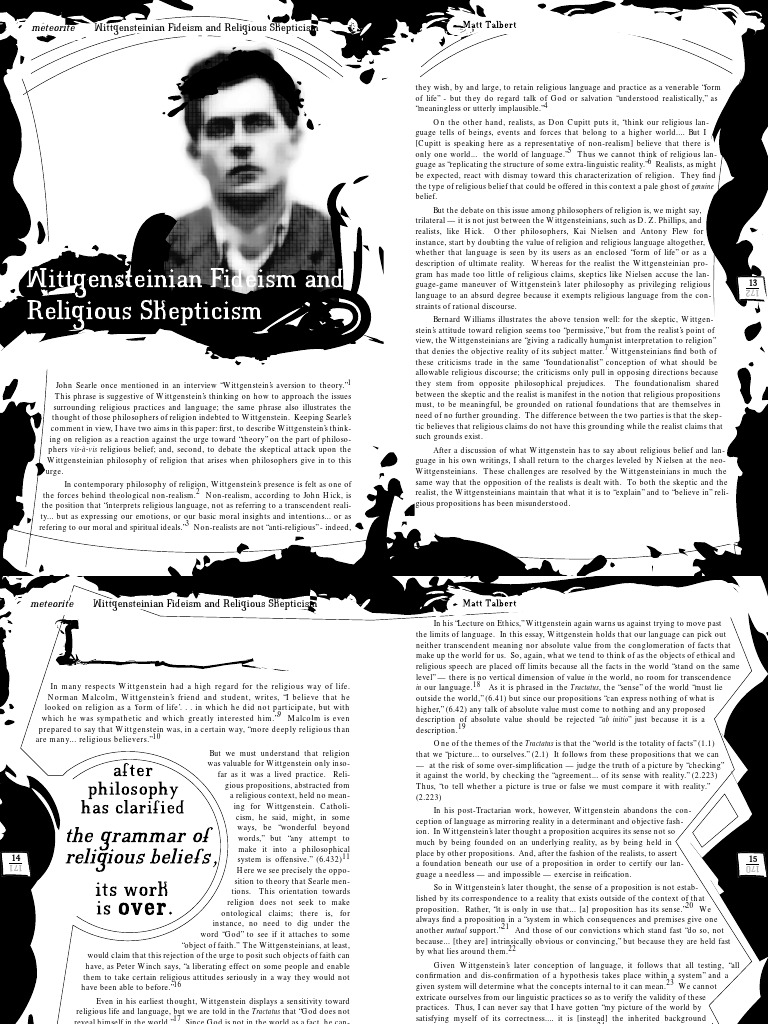 2 Wittgensteinian Fideism | PDF | Philosophy Of Religion | Ludwig ...
