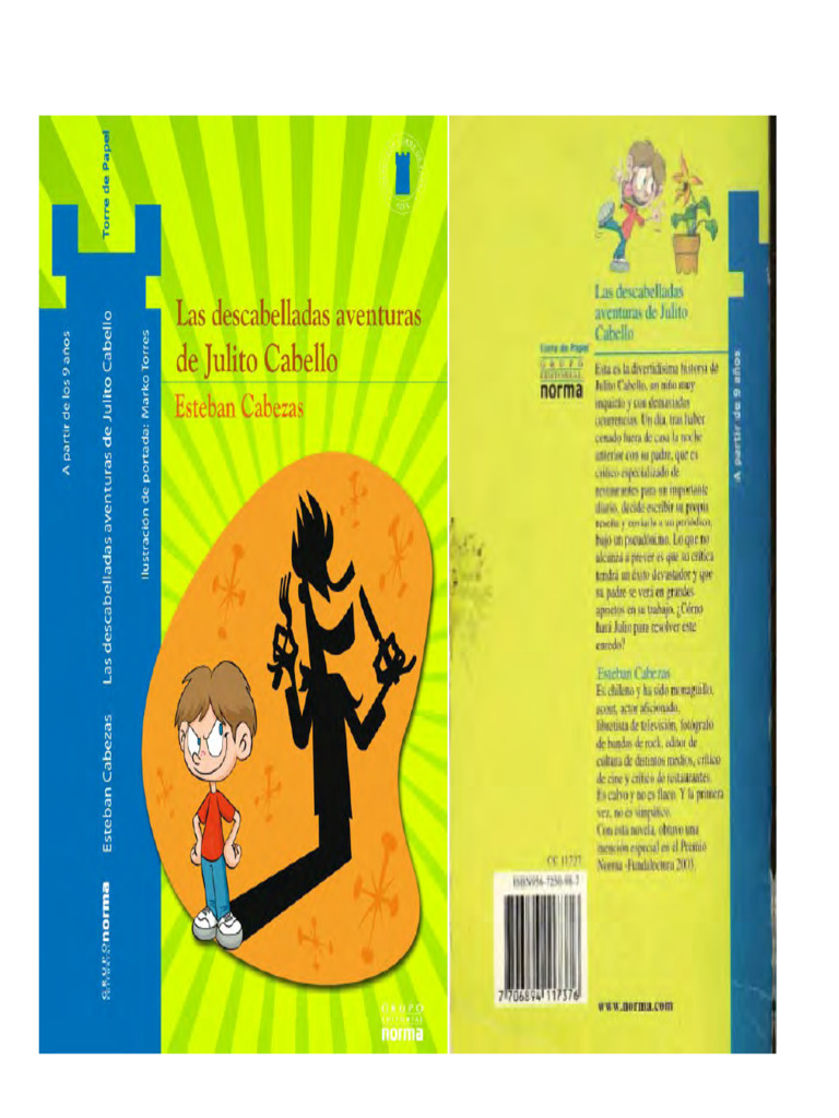 4° Basico Libro Las Descabelladas Aventuras de Julito Cabello - Portada ...