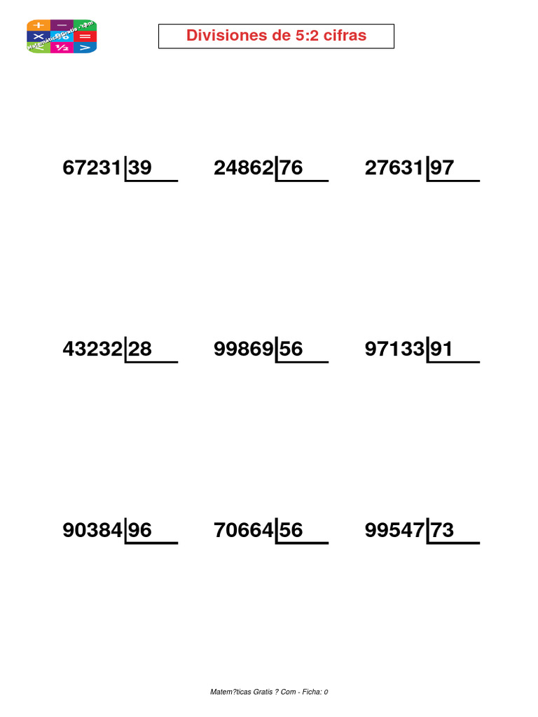Divisiones de 5 - 2 Cifras | PDF