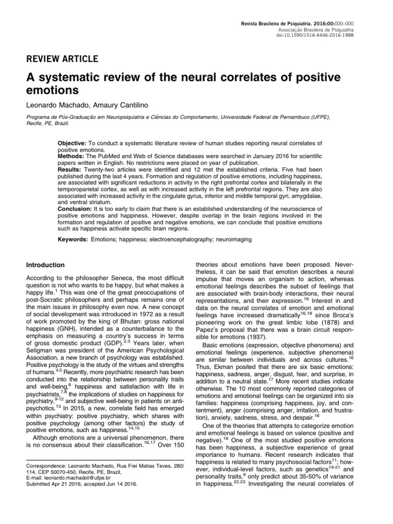 Neural Correlates of Positive Emotions | PDF | Cingulate Cortex ...