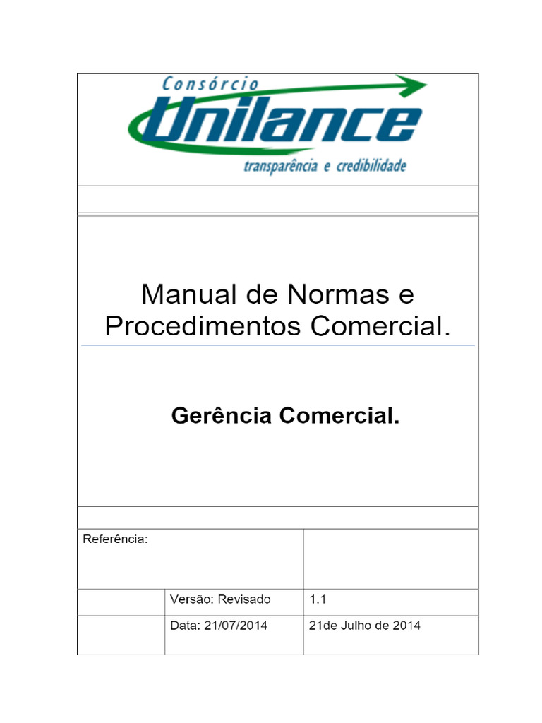 Manual de Normas e Procedimentos Comercial | PDF