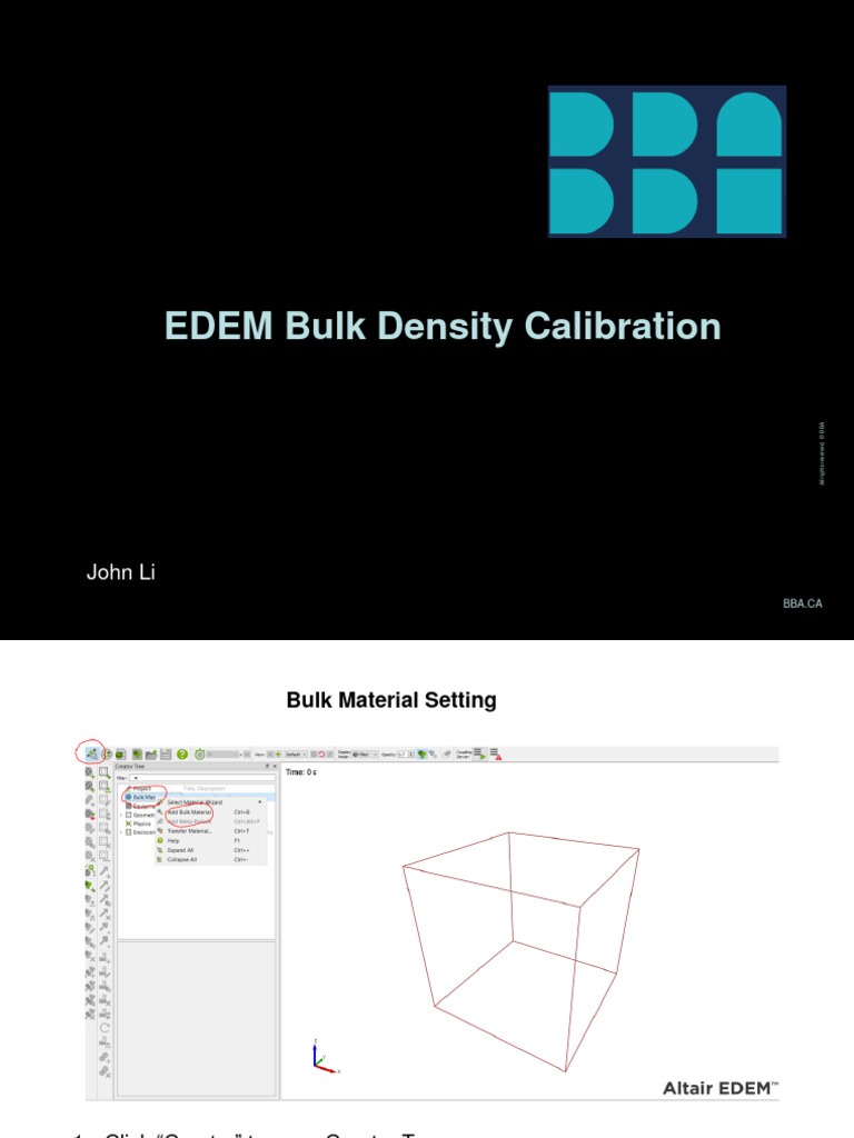 EDEM Step by Step Instruction - Bulk Density Calibration | PDF | Simulation | Menu (Computing)