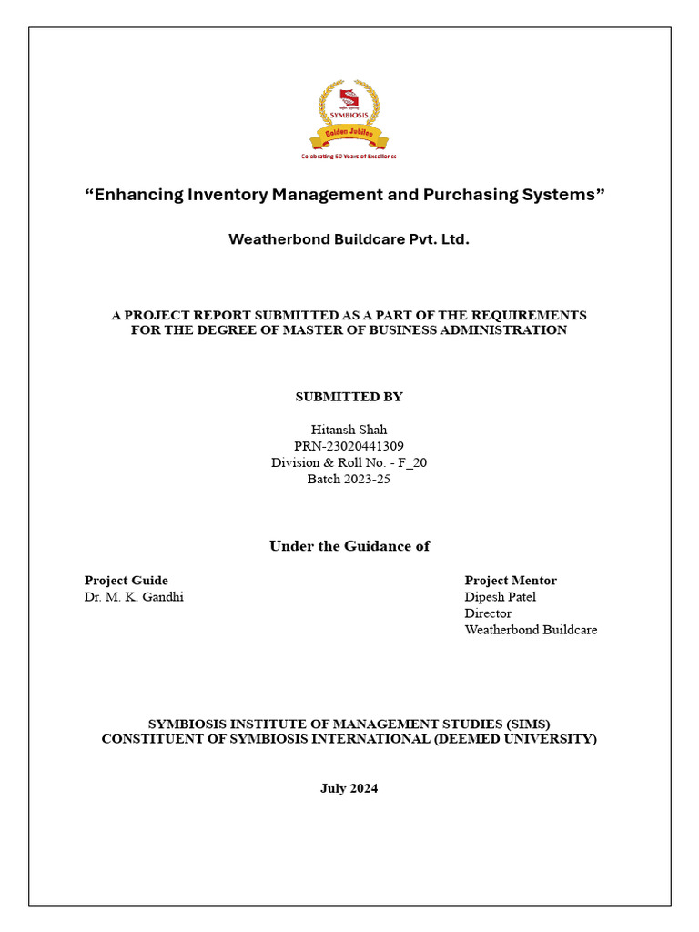 Inventory Management Enhancement Report | PDF | Inventory | Procurement