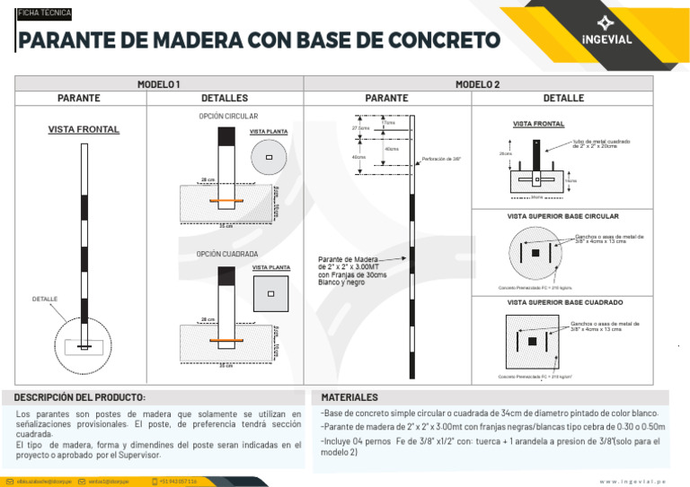 Ficha - Parante de Madera Con Base de Concreto | PDF