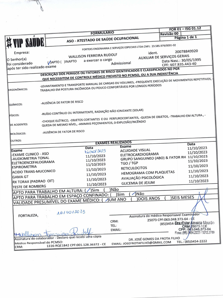 Aso Admissional Wallison Ferreira | PDF