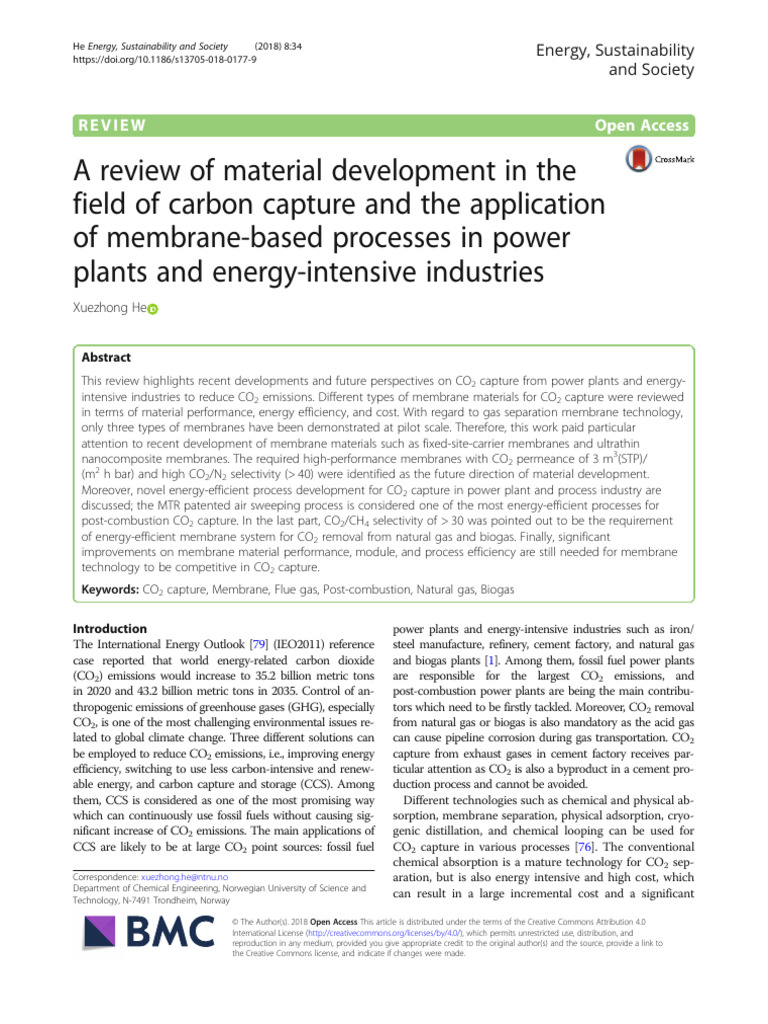 A review of material development in carbon capture | Download Free PDF | Carbon Capture And ...