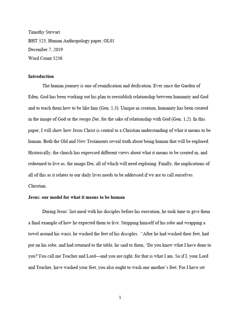 Being Human Anthropology Paper v1 | PDF | Image Of God | Jesus